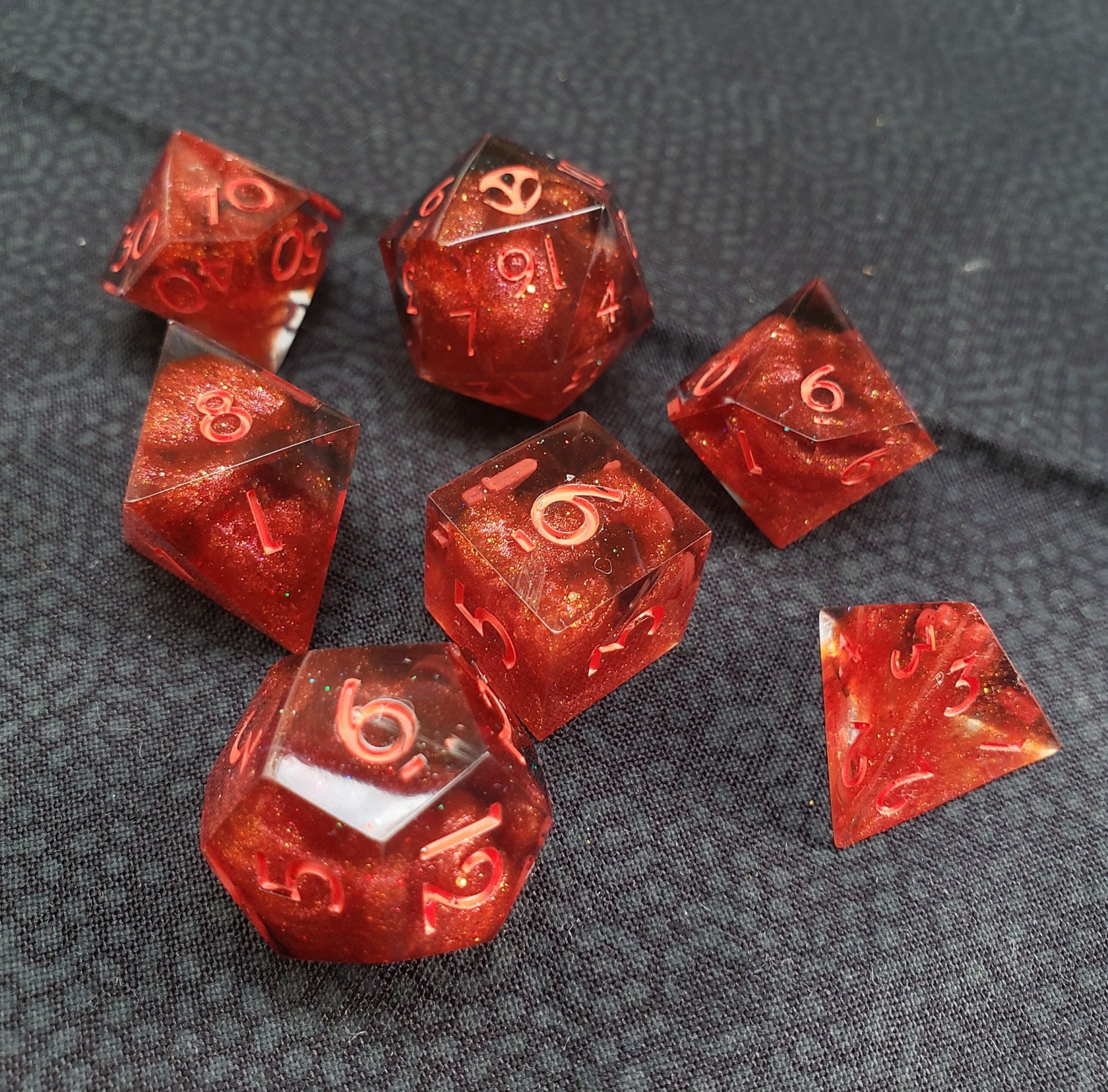 Blood Oath (Black and Red Shimmer) Dice Set For Dungeons And Dragons T ...